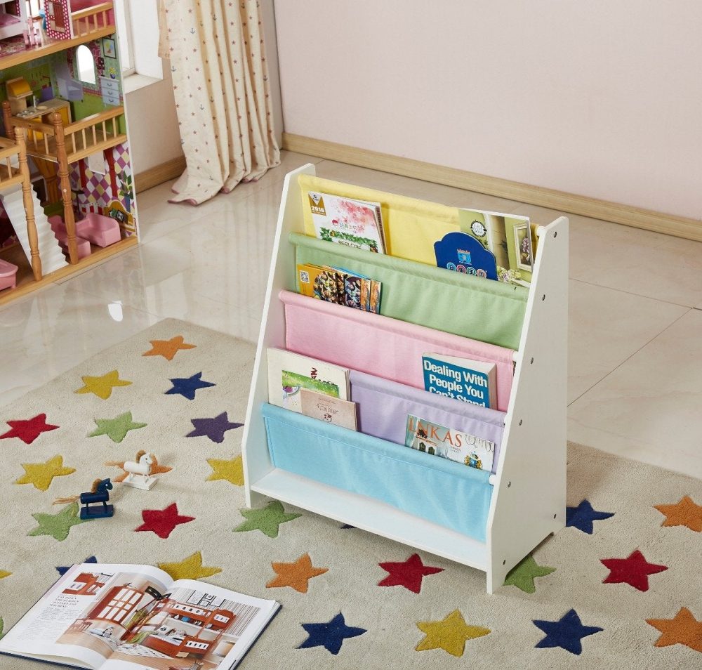 White Kids Wooden Magazine Bookcase - Toddler Friend