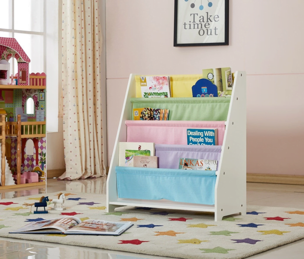 White Kids Wooden Magazine Bookcase - Toddler Friend